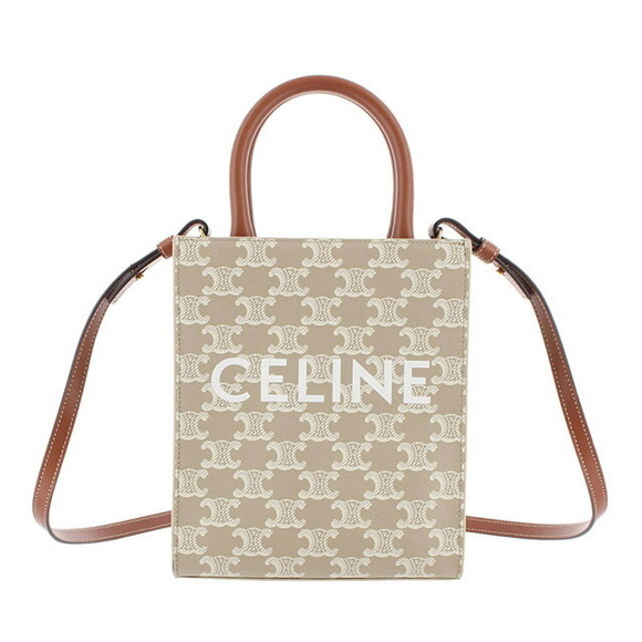 Celine | Bags | Celine Vertical Hippo Mini Triomphe Leather Beige Brown ...